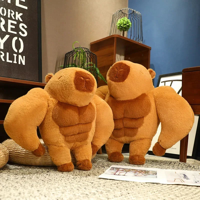 Fluffy Muscular Capybara Plush – Enchanted peach